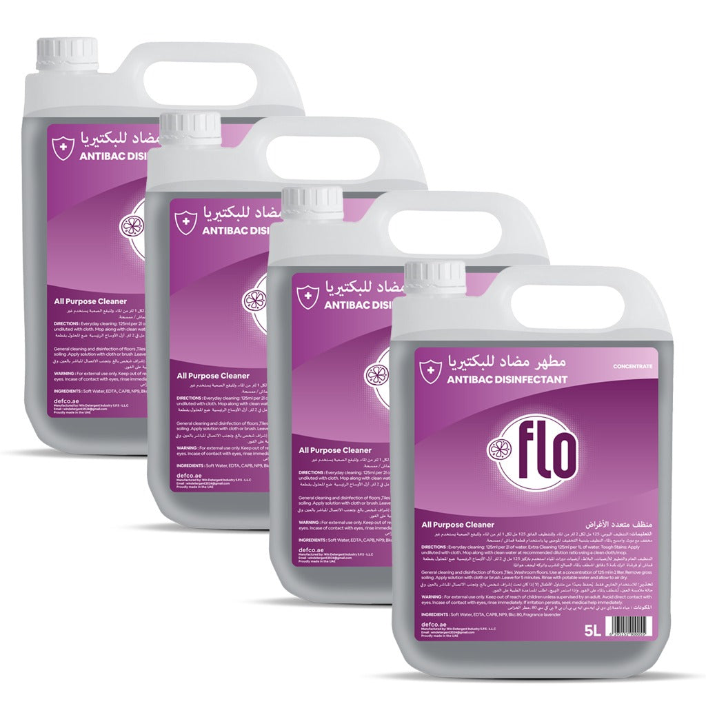 FLO Antibac Disinfectant Lavender 5L | Pack of 4 – Cleaning Superstore