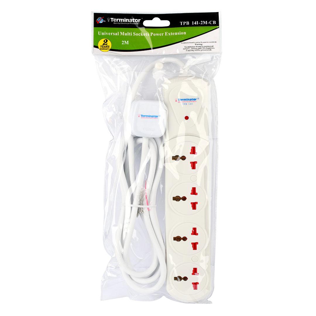 Terminator 4 Way Universal Power Extension Socket with Indicator 1.00M